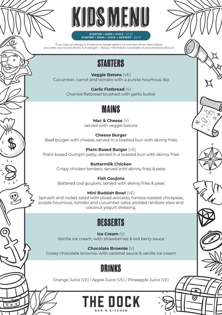 Menu - The Dock Cardiff