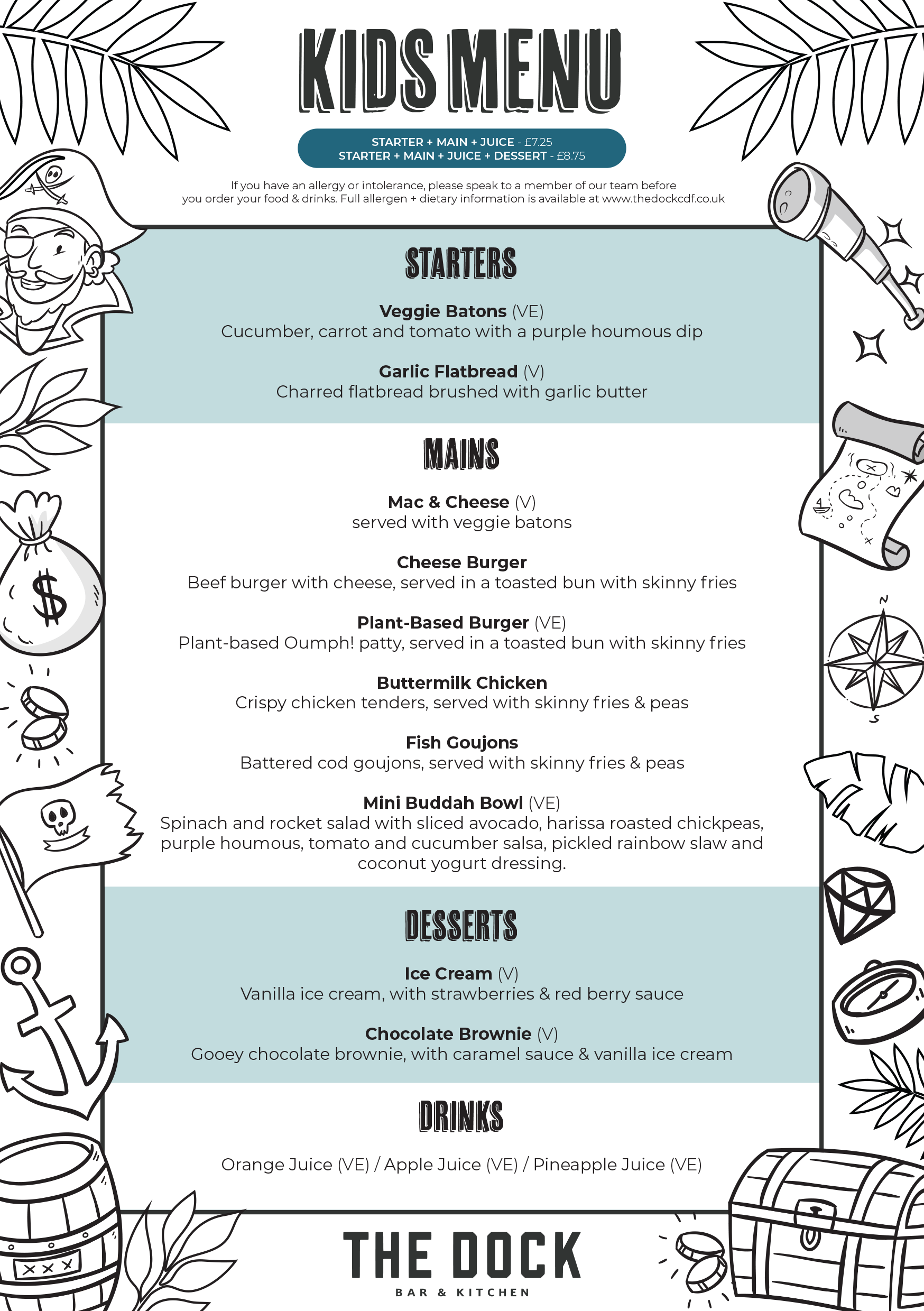 Menu - The Dock Cardiff