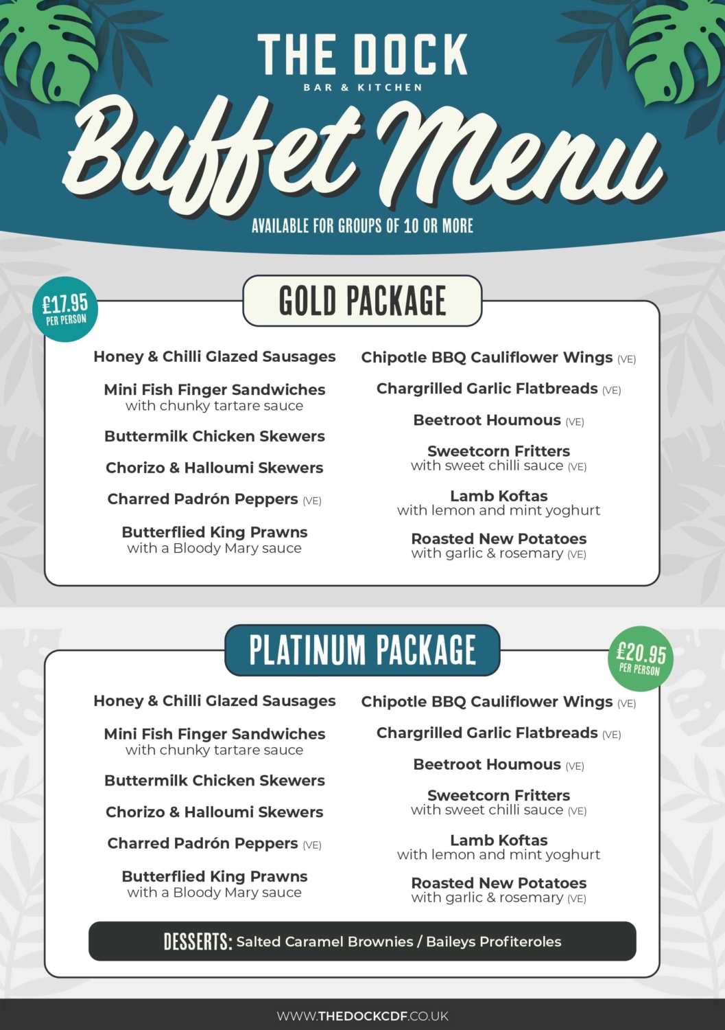 Menu - The Dock Cardiff